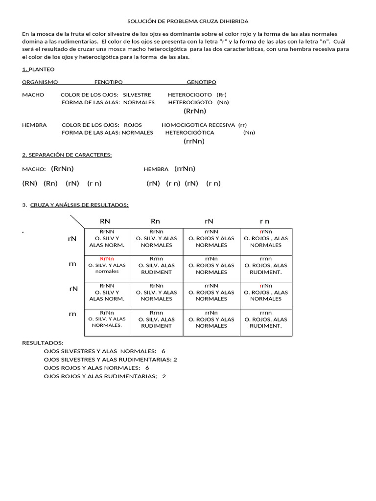 Solución de Problema Cruza Dihibrida | PDF | Dominancia (Genética ...
