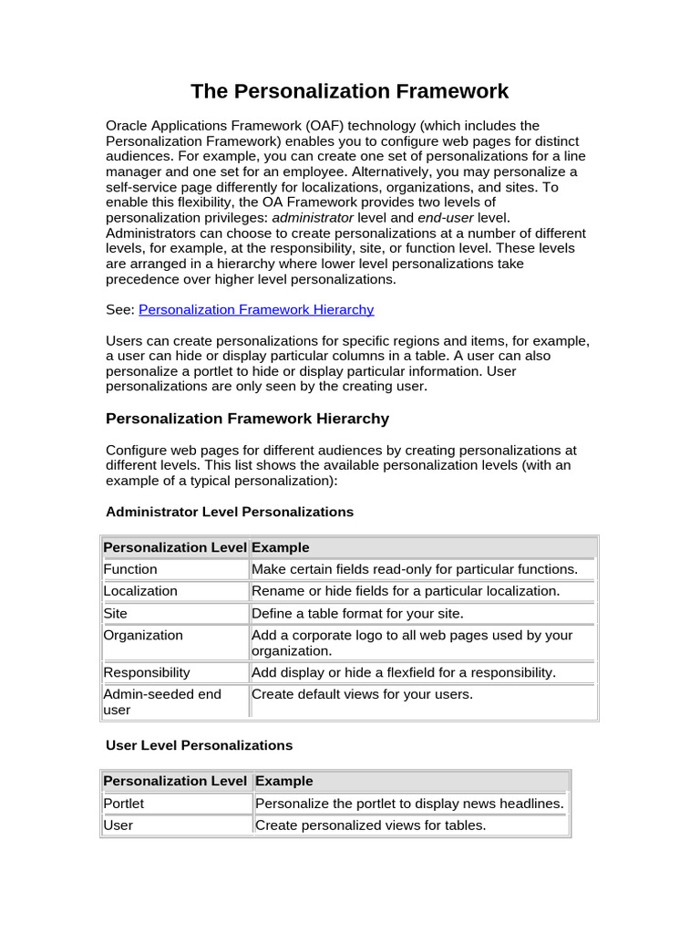 Personalization Framework in OAF | PDF | Information Technology | Computing