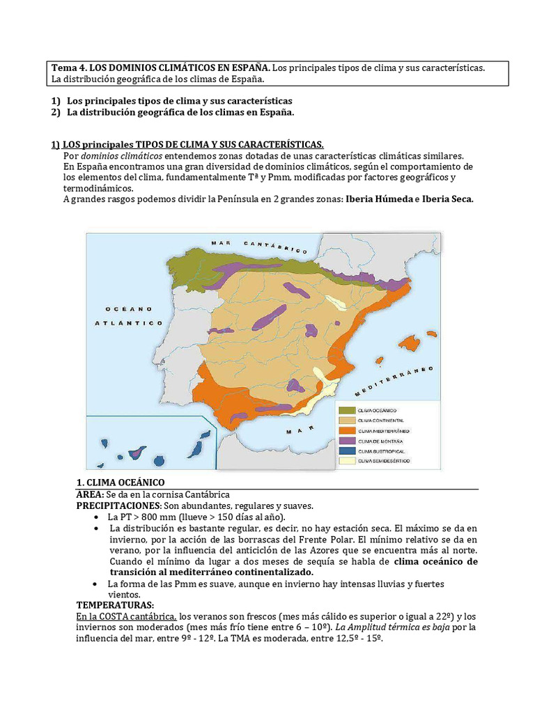 Tema 3 Los Dominios Climáticos | PDF | Clima | Clima oceánico
