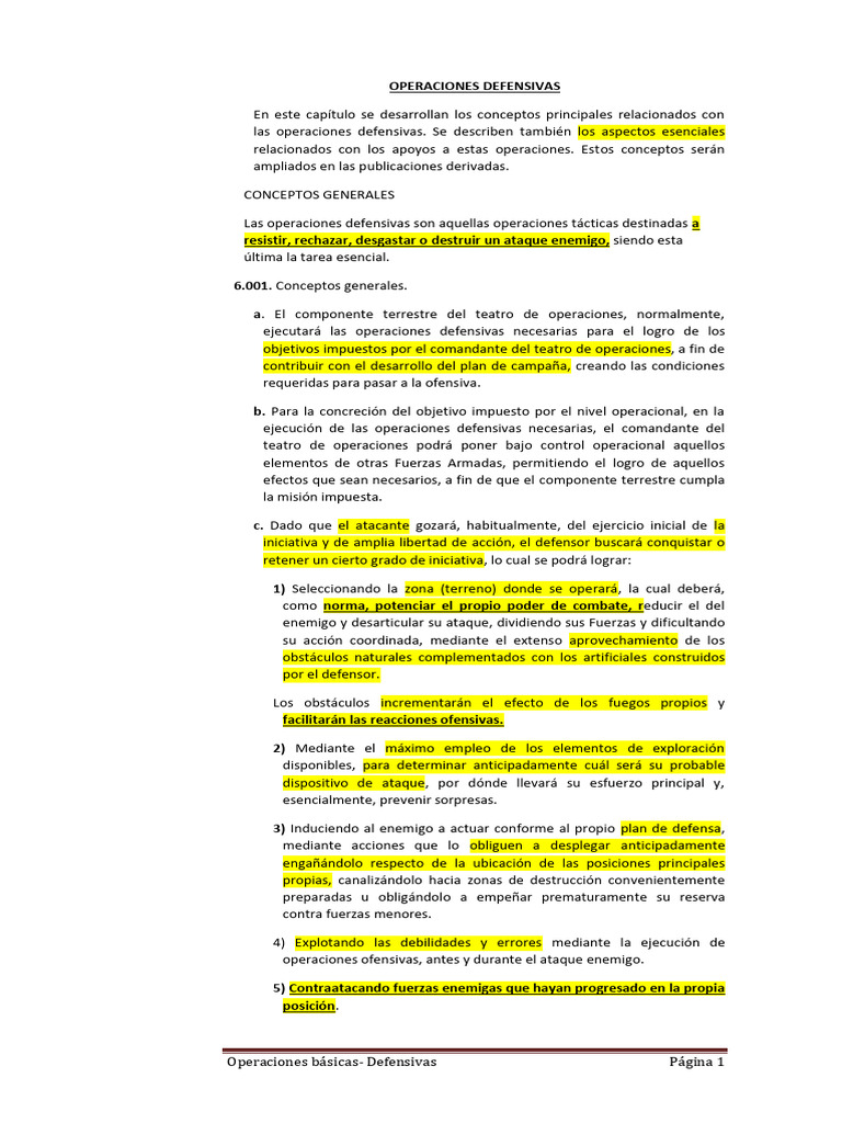 Estrategias de Operaciones Defensivas | PDF | Militar