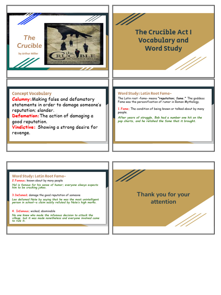 The Crucible - Act I Vocabulary and Word Study | PDF