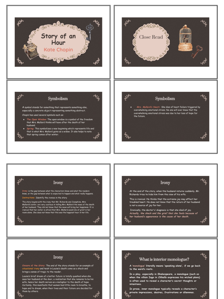 Close Read of "Story of An Hour" by Kate Chopin | PDF