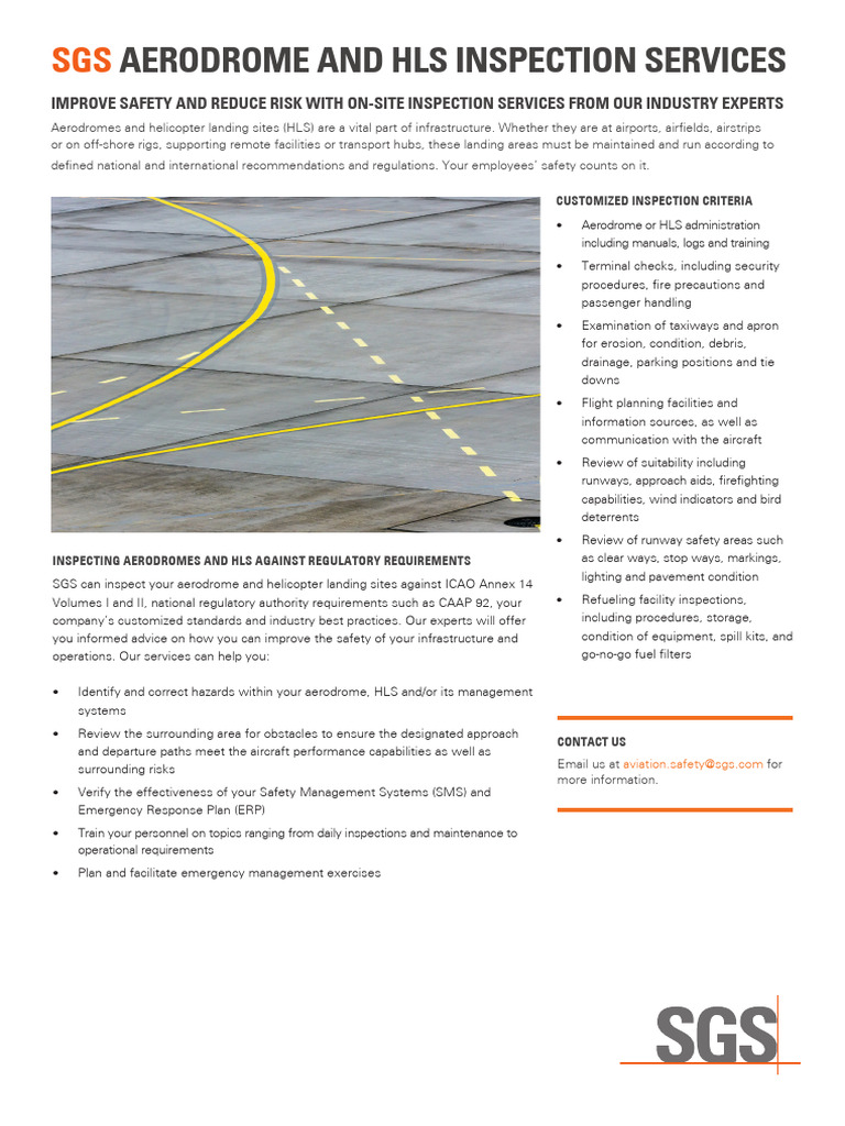 SGS TRP Aerodome and HLS Inspections A4 en 18 1 | PDF | Aerodrome | Audit