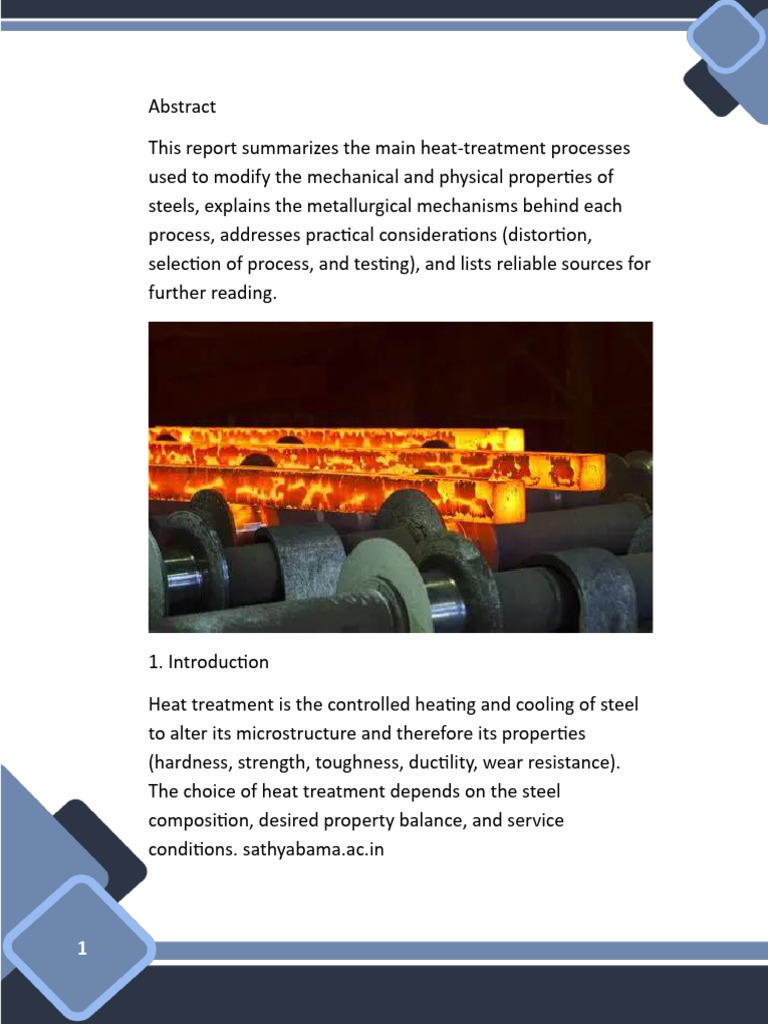Heat Treatment Processes for Steel | PDF | Heat Treating | Steel