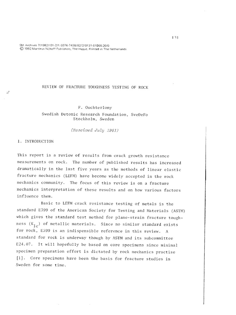 Review of Fracture Toughness Testing of Rock | PDF