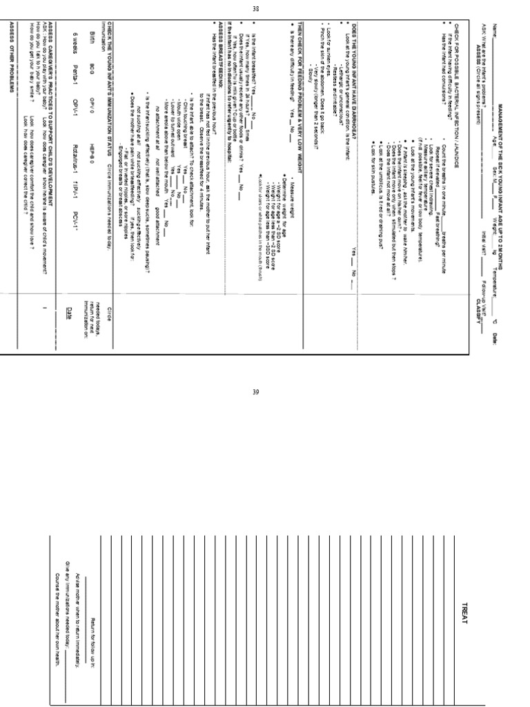 IMNCI Assessment | PDF | Breastfeeding | Clinical Medicine