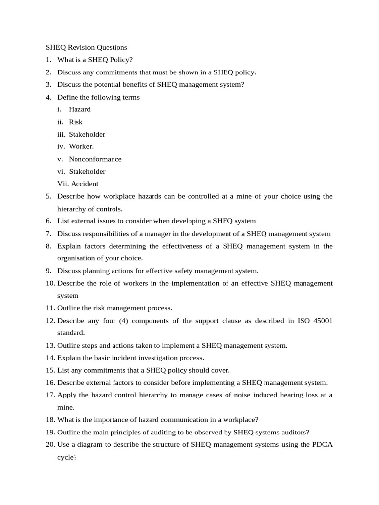 SHEQ Management System Revision Guide | PDF | Quality Management | Safety