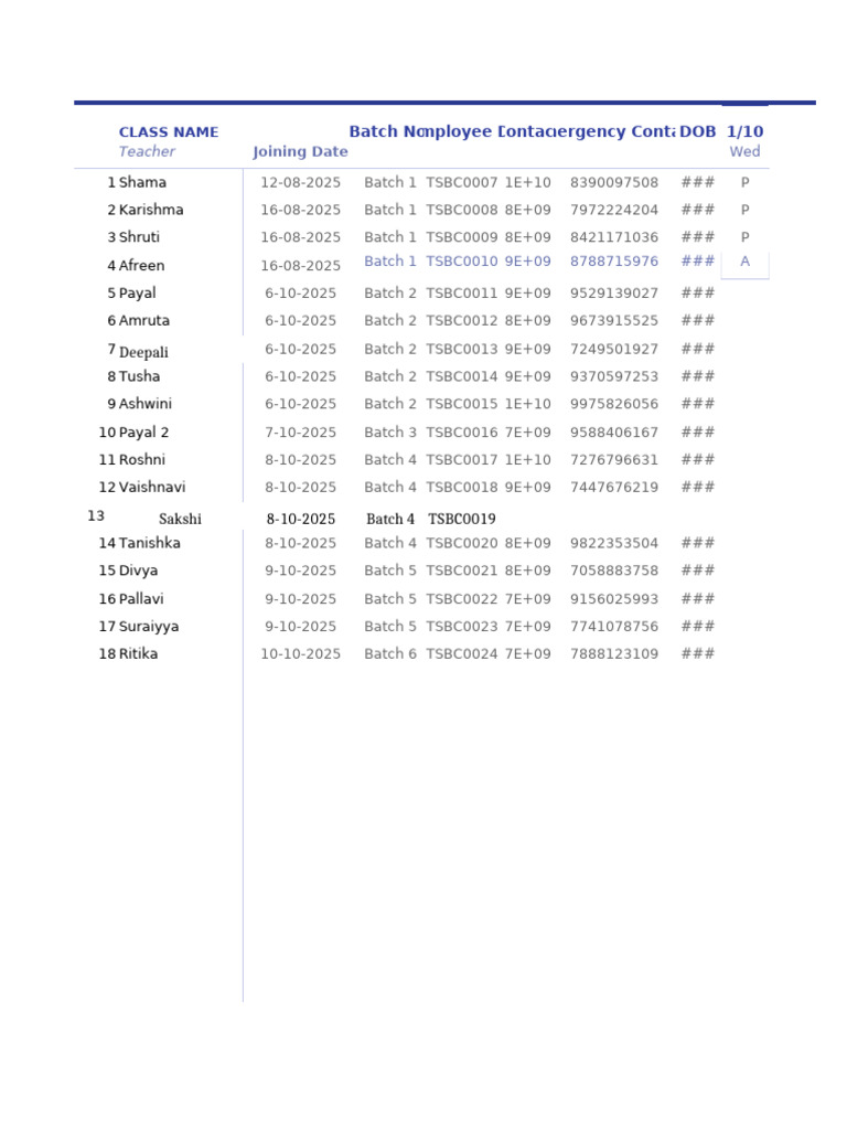 TSBC Attendance | PDF