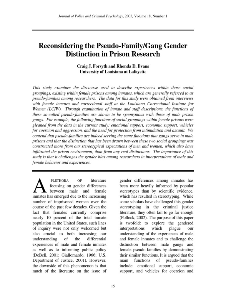 Forsyth & Evans, 2003 Reconsidering The Pseudo Family Gang Gen | PDF ...