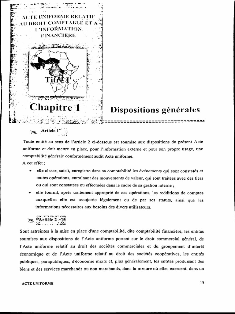 Acte Uniforme Relatif Au Droit Comptable Et À L'information Financière | PDF