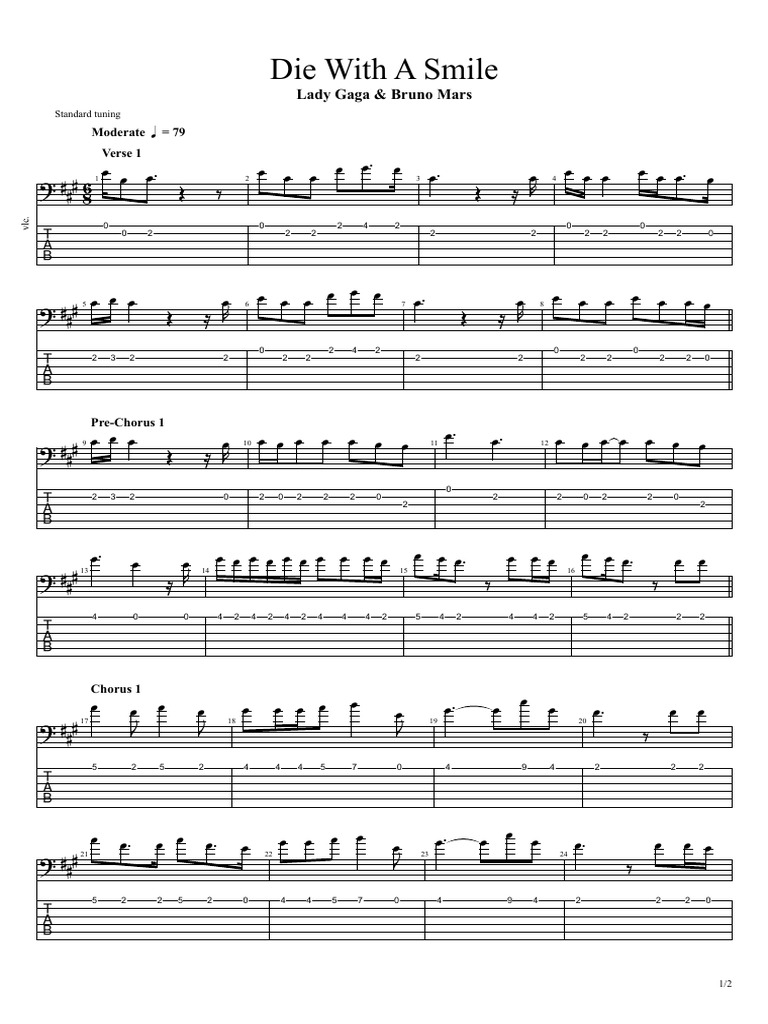 Lady Gaga - Die With A Smile | PDF | Sound Recording | Pop Music
