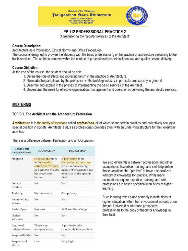 Prof Prac 2 Mt Lecture Part 1_4a (1) | PDF | Profession | Architect