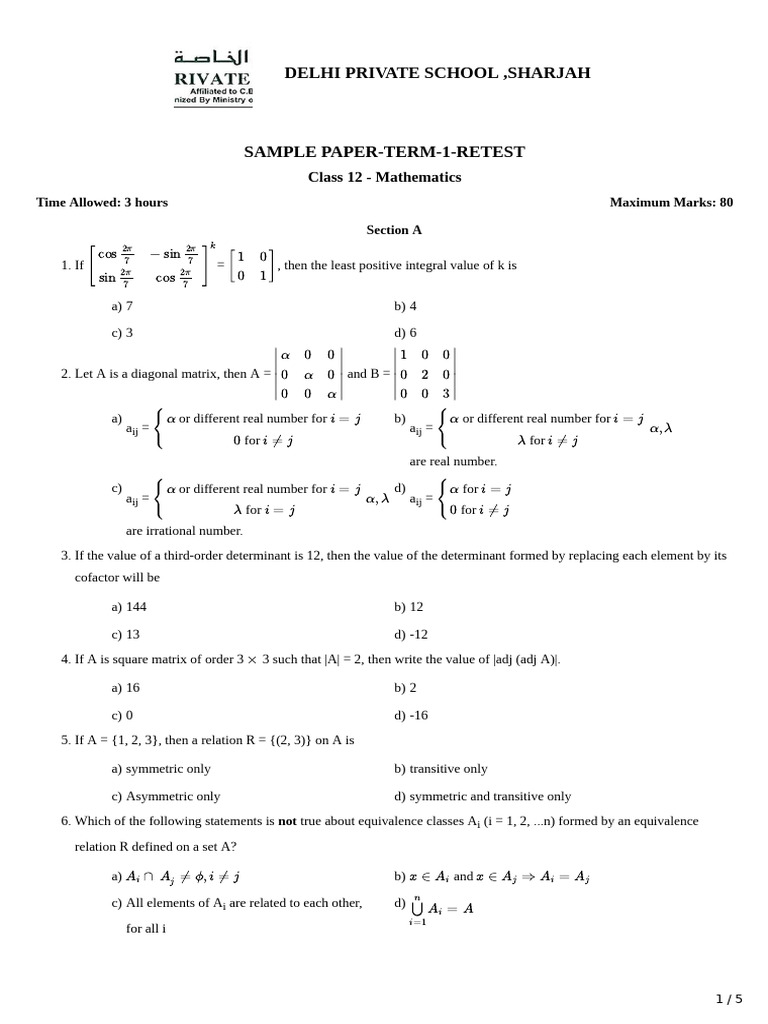 Class 12 Maths Sample Paper - CBSE High Achievers | PDF | Function ...