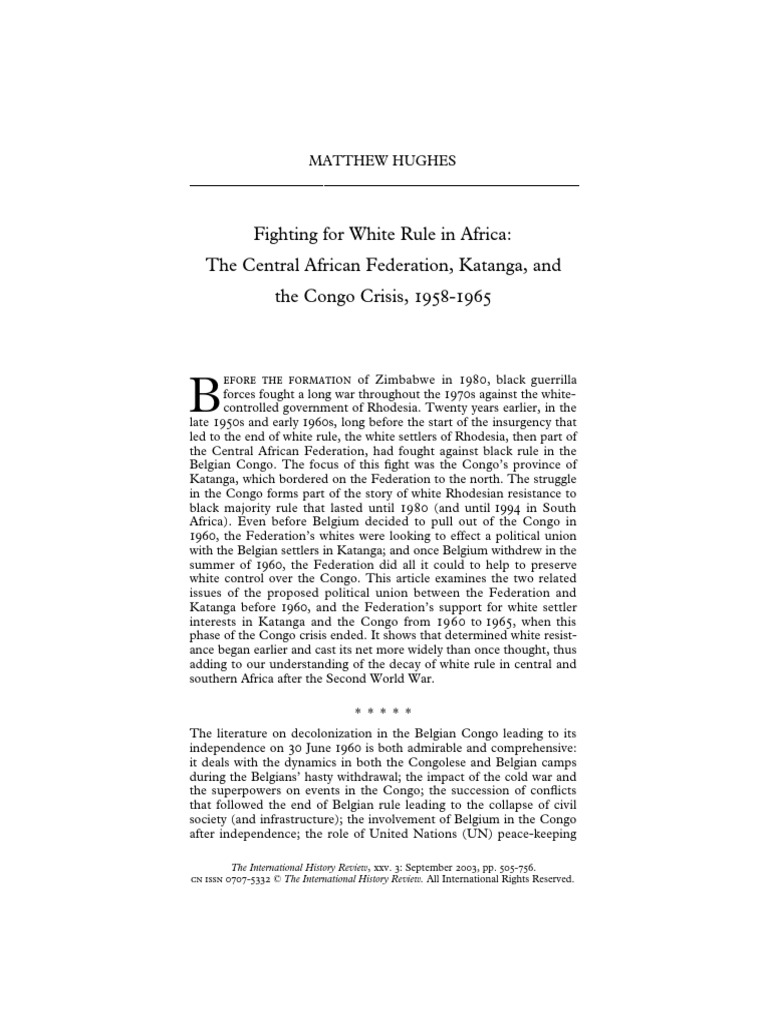 White Rule Resistance in Central Africa | PDF