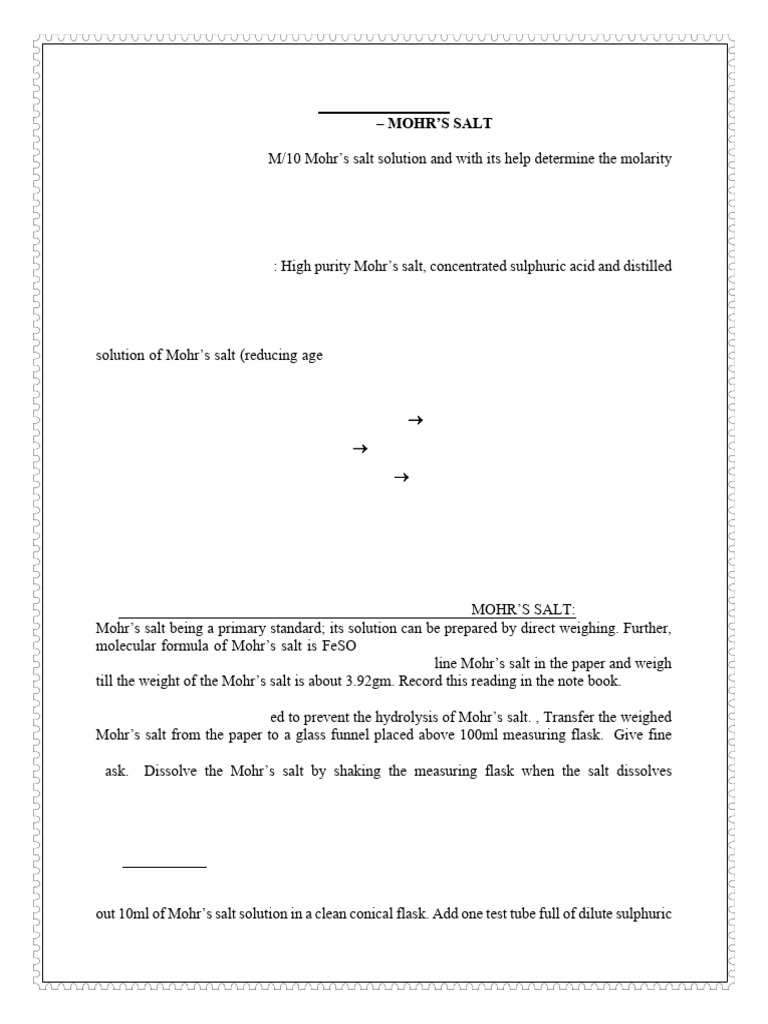 Volumetric Analysis - Class 12 Cbse Chemistry Practicals | PDF