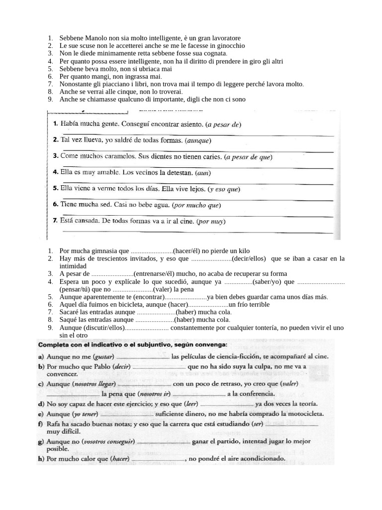 Concesivas Practica | PDF