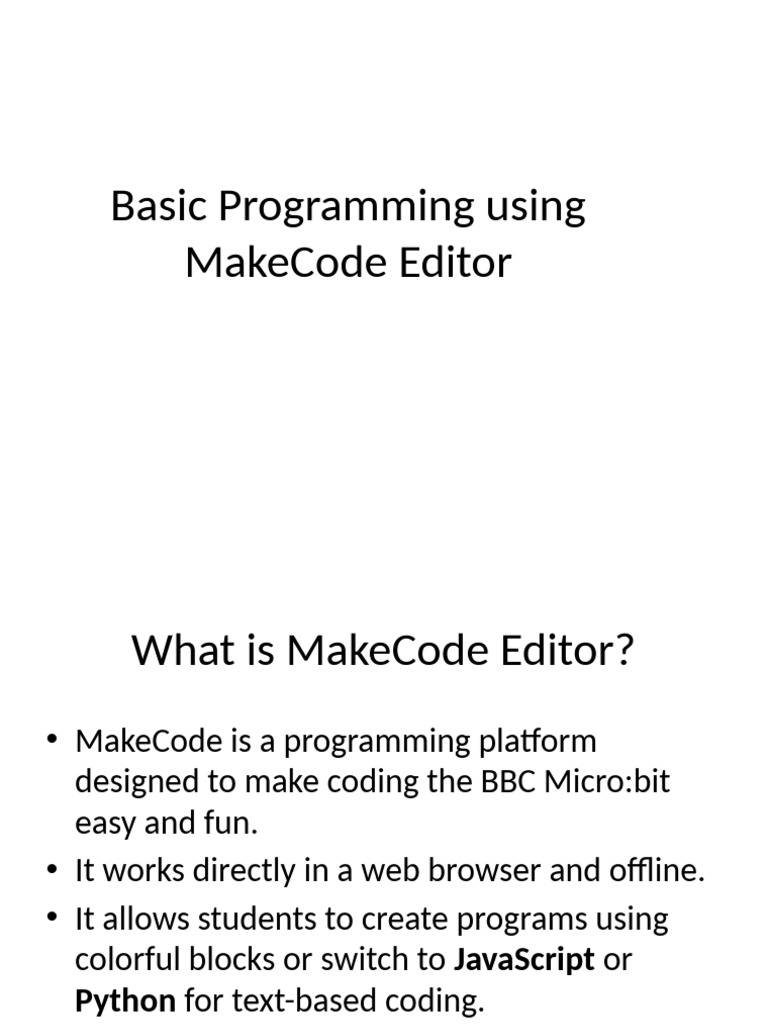 MakeCode Editor | PDF