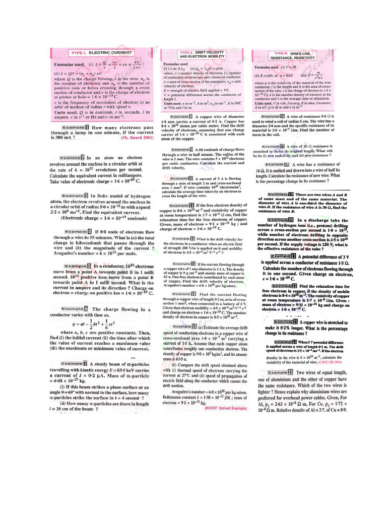 Electric Current Q1-Q25 Solved Examples | PDF