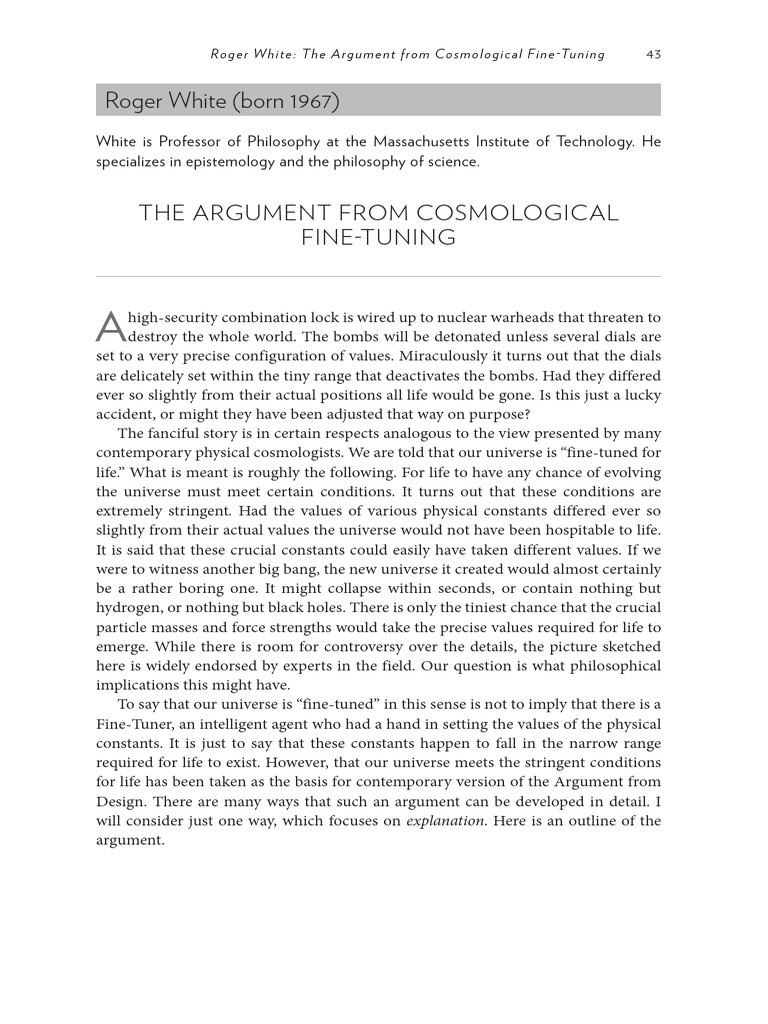 White (2015) Argument From Fine Tuning | PDF | Existence Of God | Universe