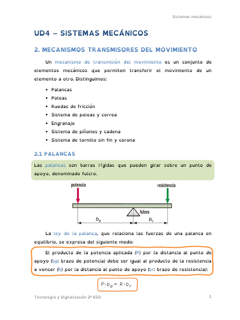 Mecanismos Transmisores Del Movimiento | PDF