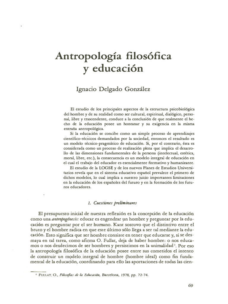 Antropos y Educacion | PDF | Antropología Filosófica | Antropología
