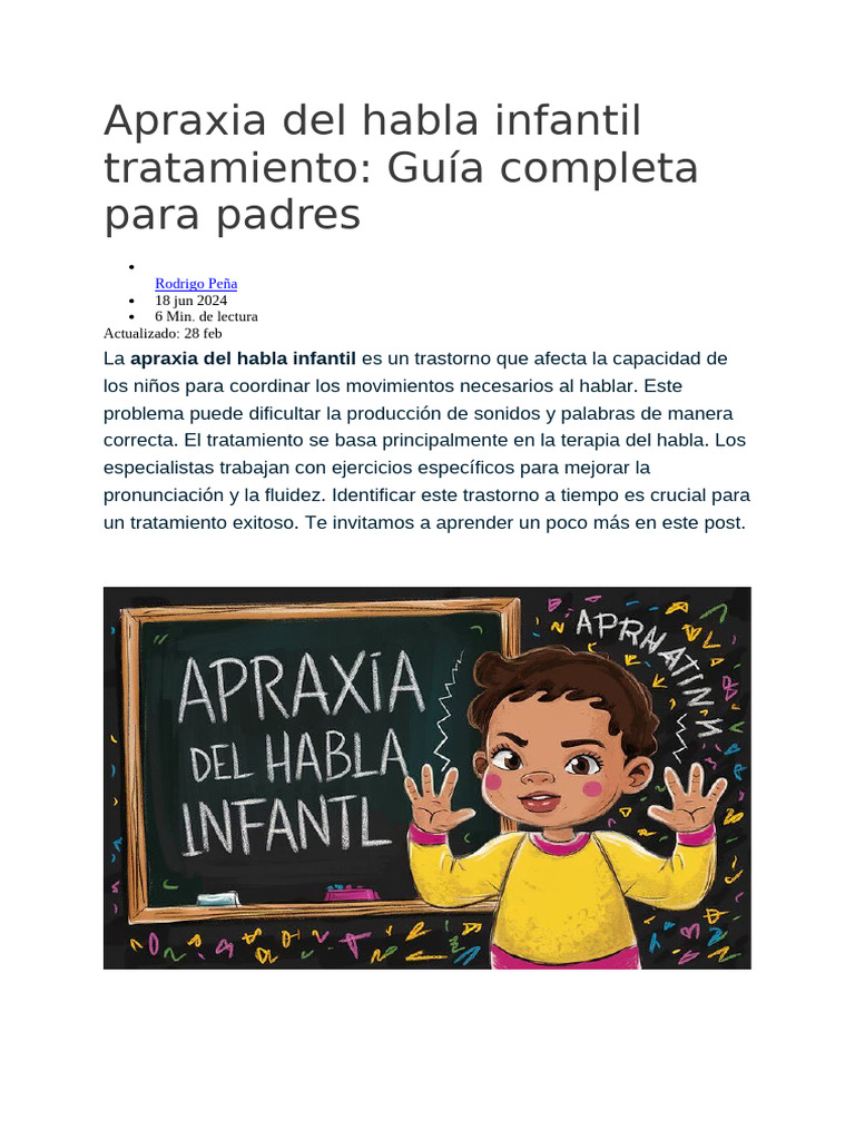 Tratamiento de Apraxia del Habla Infantil | PDF | Habla | Comunicación