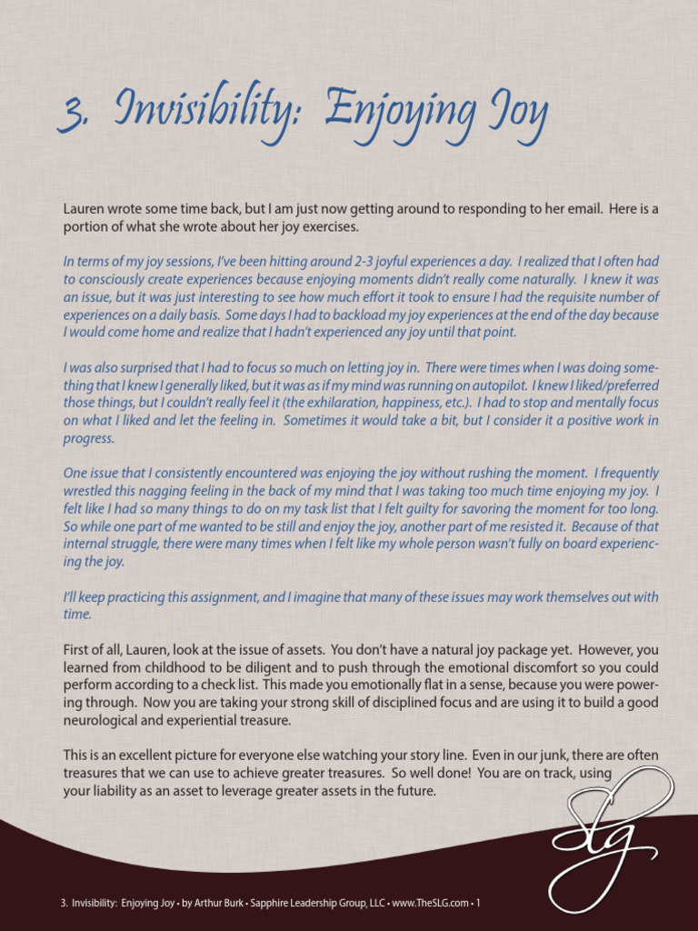 Invisibility Enjoying Joy | PDF | Feeling