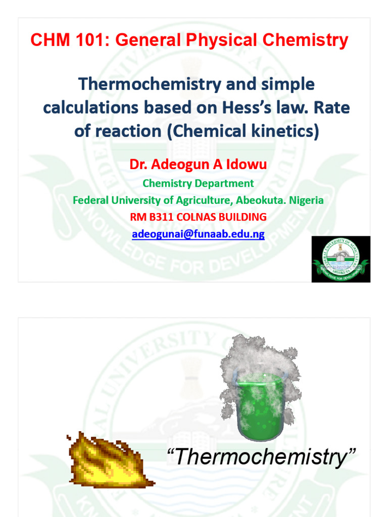 CHM 101 Lecture Part 1 A | PDF | Chemical Reactions | Thermodynamics
