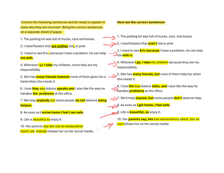 Correct Sentences | PDF