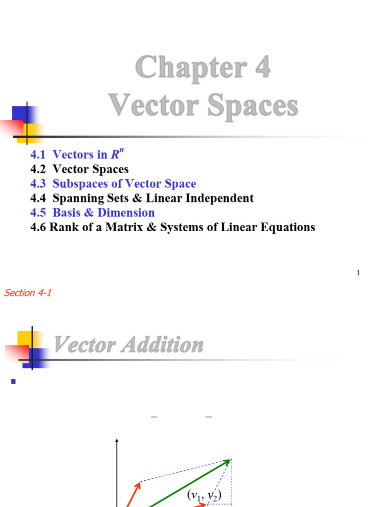 Chapter 4 - Vector Spaces | PDF | Linear Subspace | Vector Space