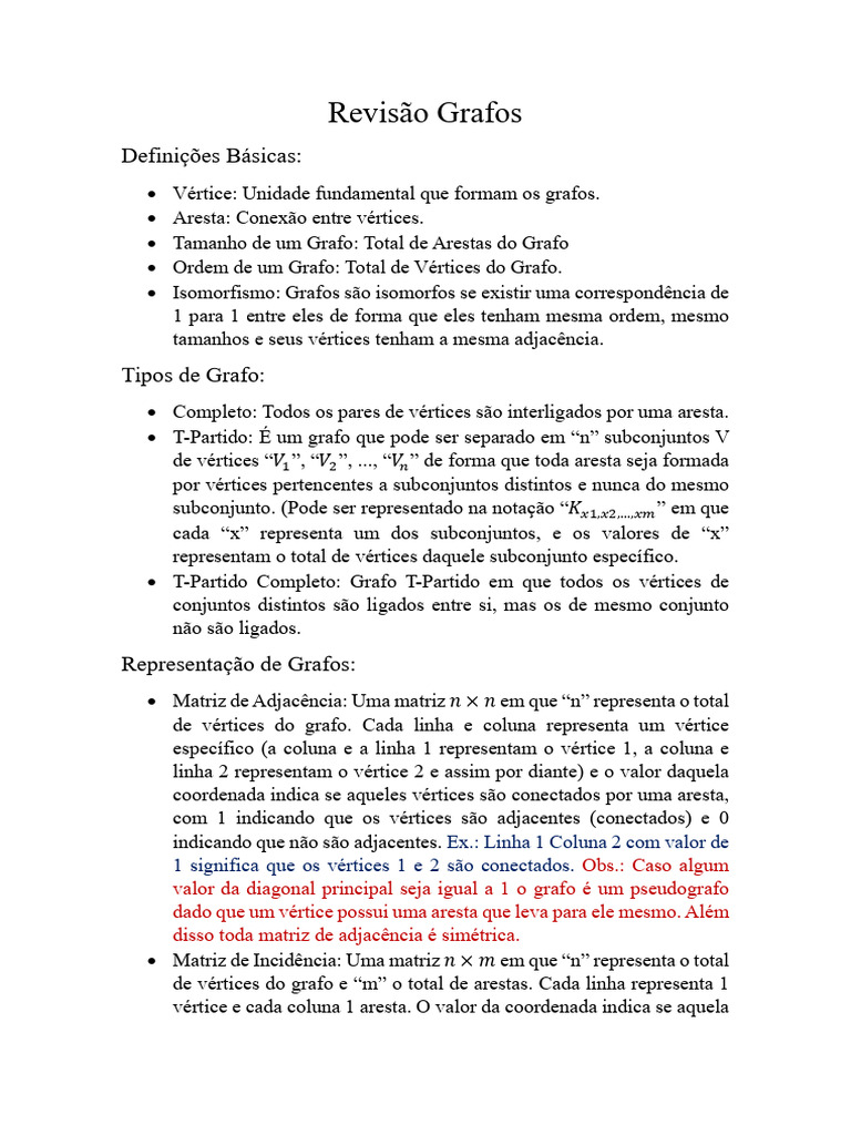Conceitos e Tipos de Grafos Essenciais | PDF | Teoria dos Gráficos ...
