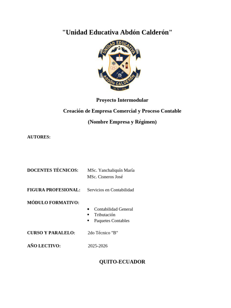 Carátula Proyecto Intermodular | PDF