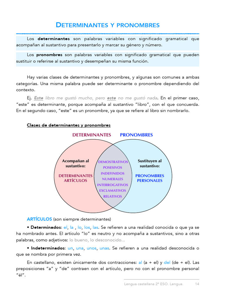 Len 6 Determinantes y Pronombres | PDF | Pronombre | Adjetivo