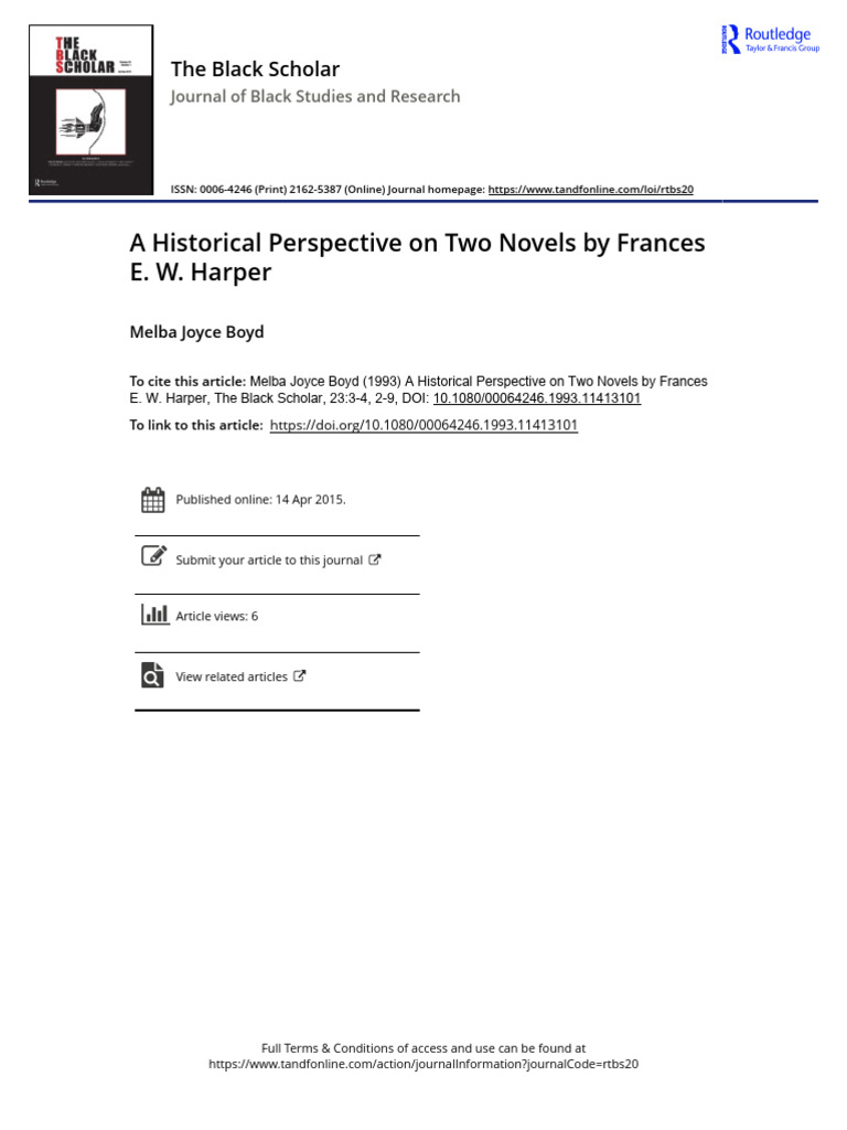 A Historical Perspective on Two Novels by Frances E W Harper | PDF