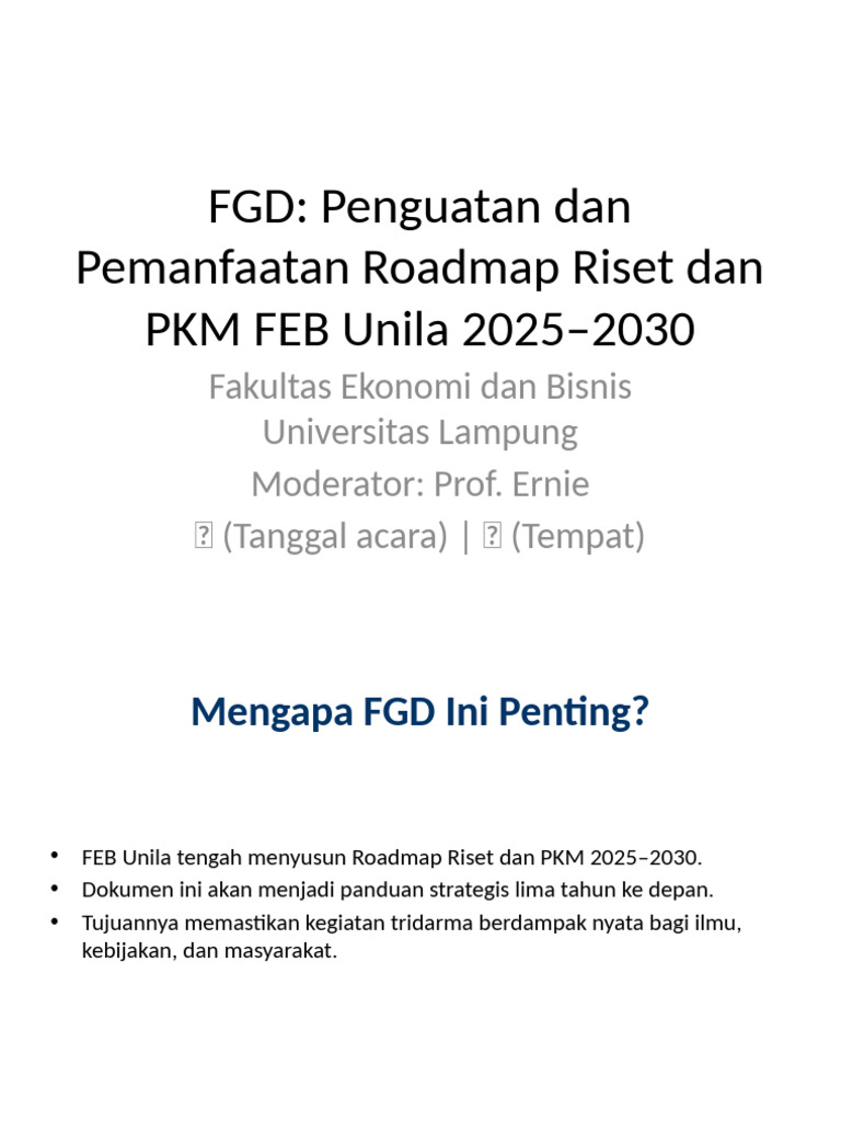 Draft Slides Latar Belakang FGD FEB Unila | PDF