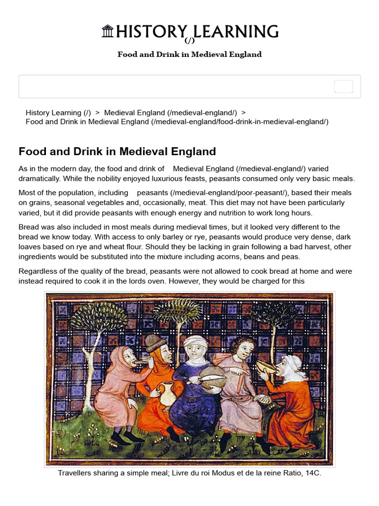 Medieval England's Food and Drink Guide | PDF | Flour | Meal