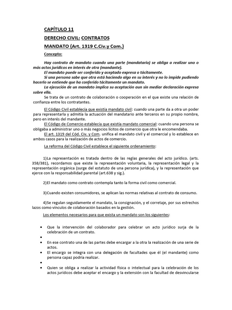 Contrato de Mandato en Derecho Civil | PDF