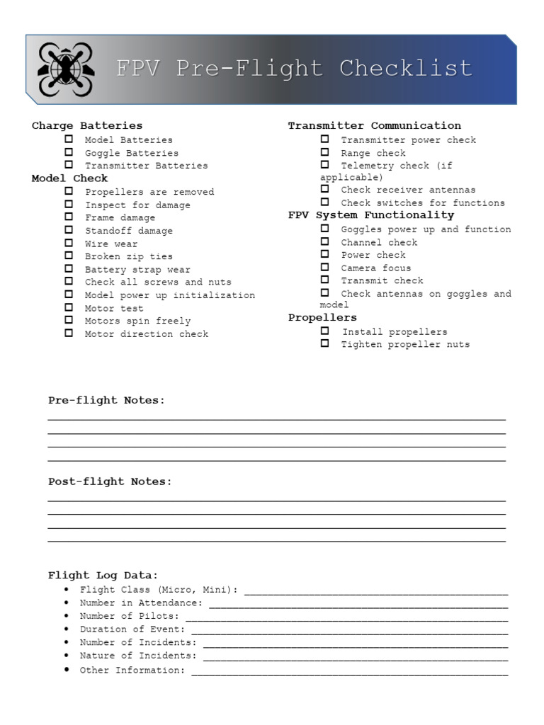 FPV+Pre Flight+Checklist | PDF