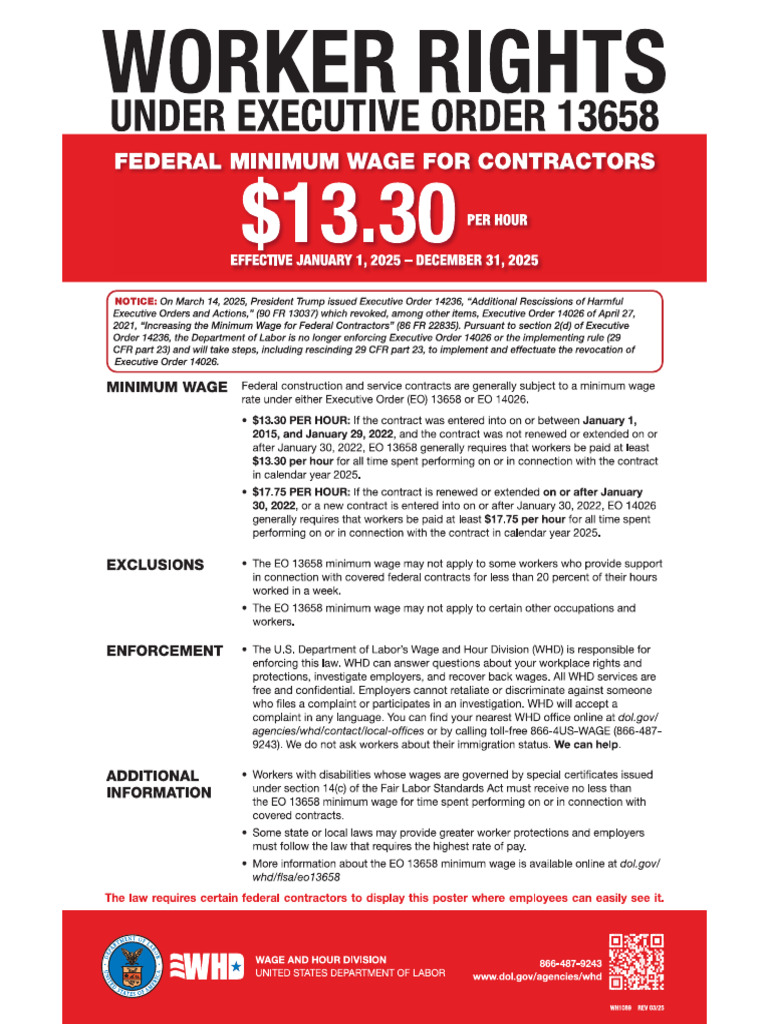 Federal Minimum Wage for Contractors | PDF