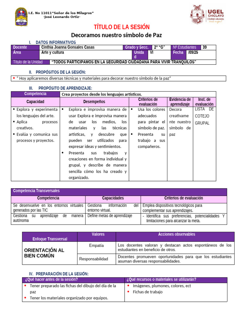 S. Decoramos Nuestro Simbolo de La Paz | PDF | Aprendizaje | Enseñando