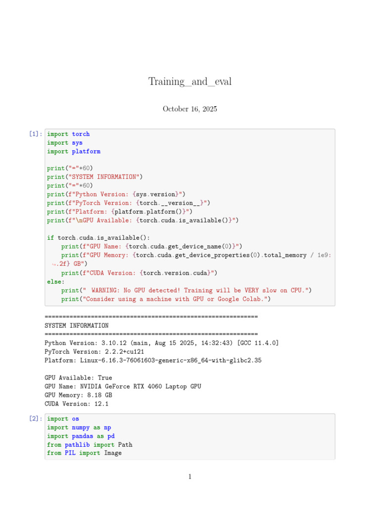 Training and Eval | PDF | Computing | Statistical Classification