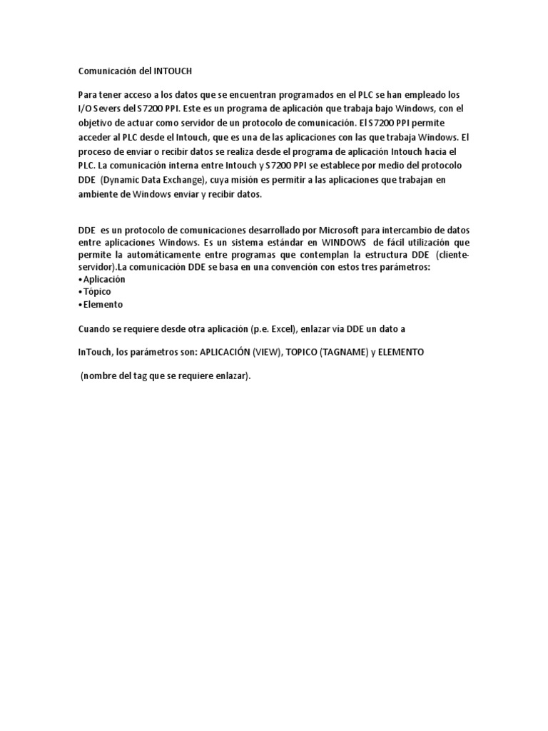 Comunicación Del INTOUCH DDE | PDF | Microsoft Windows | Programa de computadora
