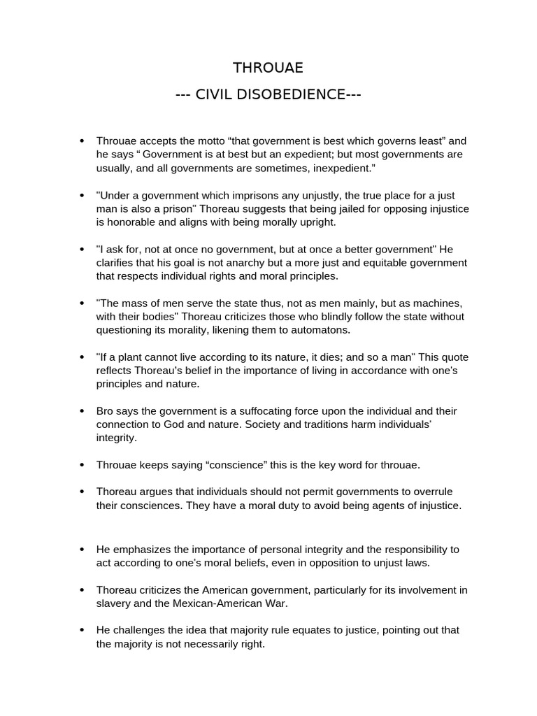 Throuae Civil Disobedience | PDF | Civil Disobedience | Civil ...