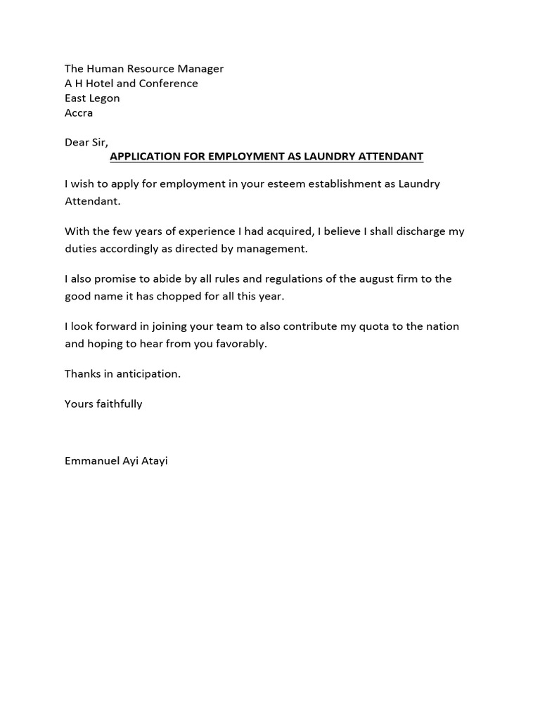 Application Letter Emmanuel Ayi Atayi Corr | PDF
