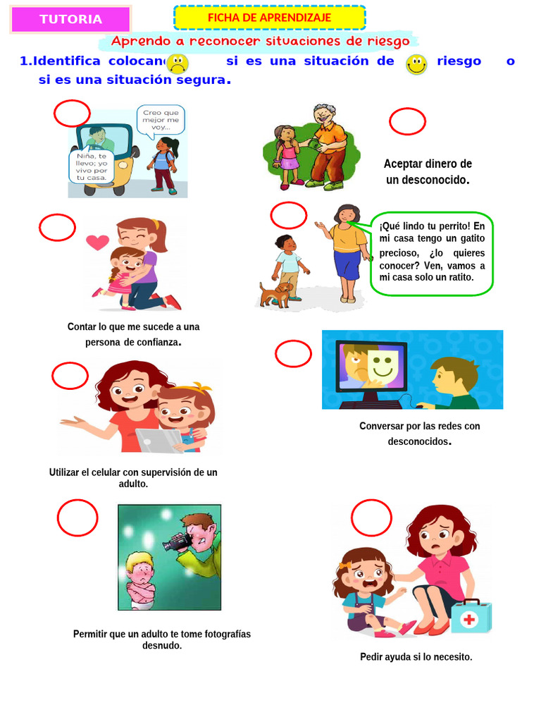FICHA - VIER- TUTO - Aprendo a Reconocer Situaciones de Riesgo (1) | PDF