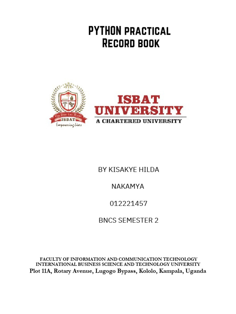 Python Practical Manual 2023 by Kibwika N Bashir PDF | PDF | Computer Programming | Algorithms ...