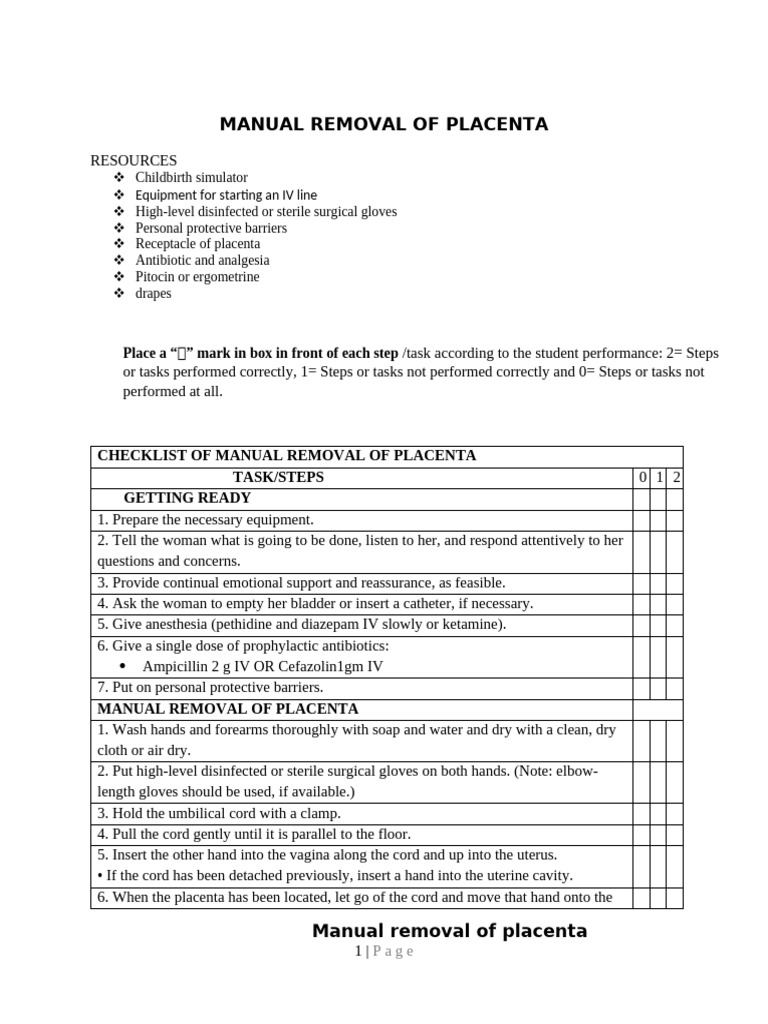 Manual Placenta Removal Procedure Guide | PDF | Uterus | Placenta