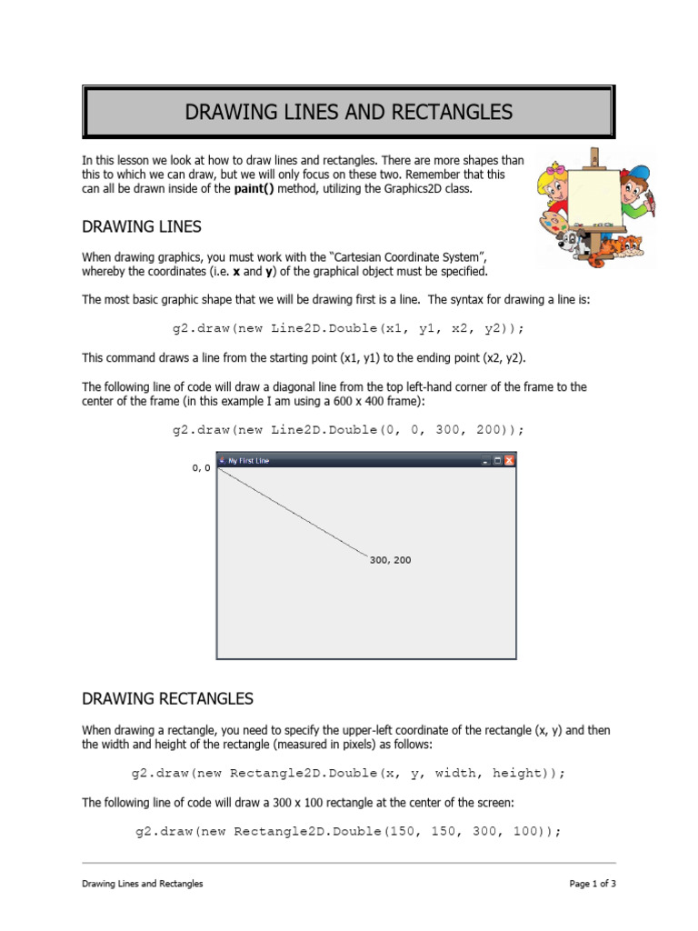 Lesson 3 - Drawing Lines and Rectangles | PDF | Color | Cyan