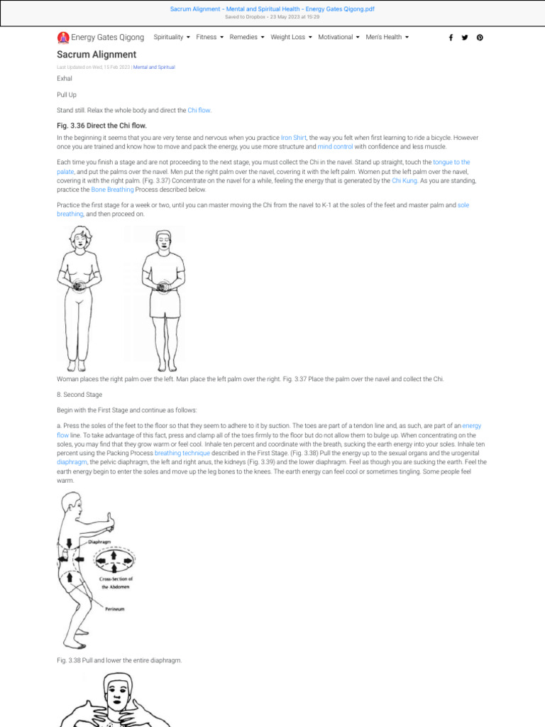 Sacrum Alignment Techniques for Chi | PDF | Foot | Qigong
