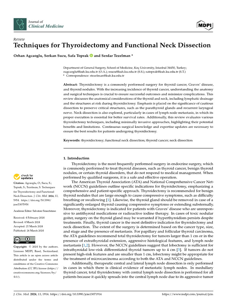Techniques For Thyroidectomy and Functional Neck Dissection | PDF ...